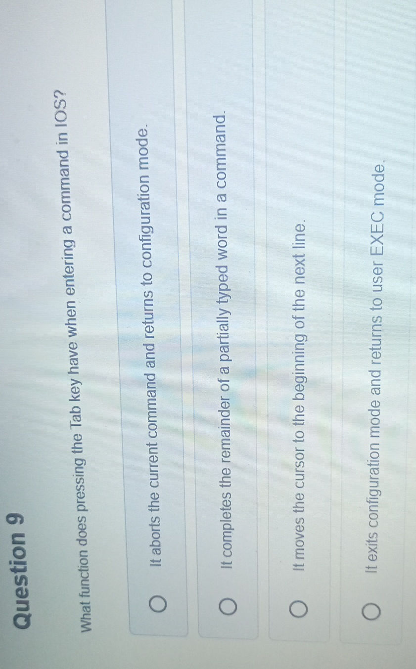 What function does pressing the Tab key have | StudyX