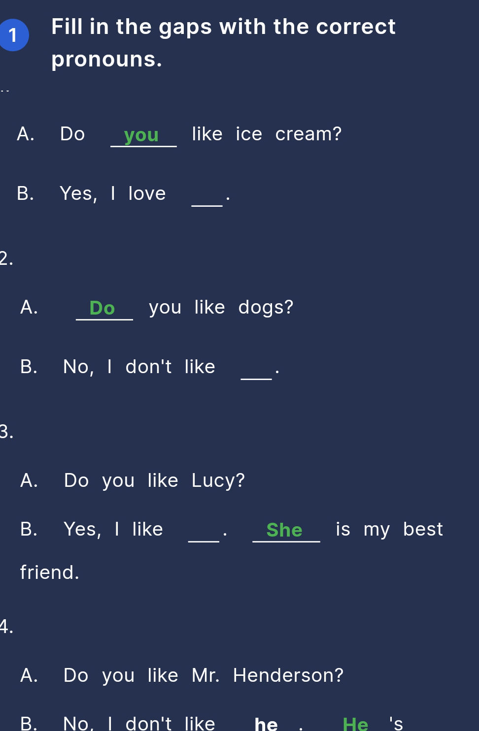 1. Fill in the gaps with the correct | StudyX