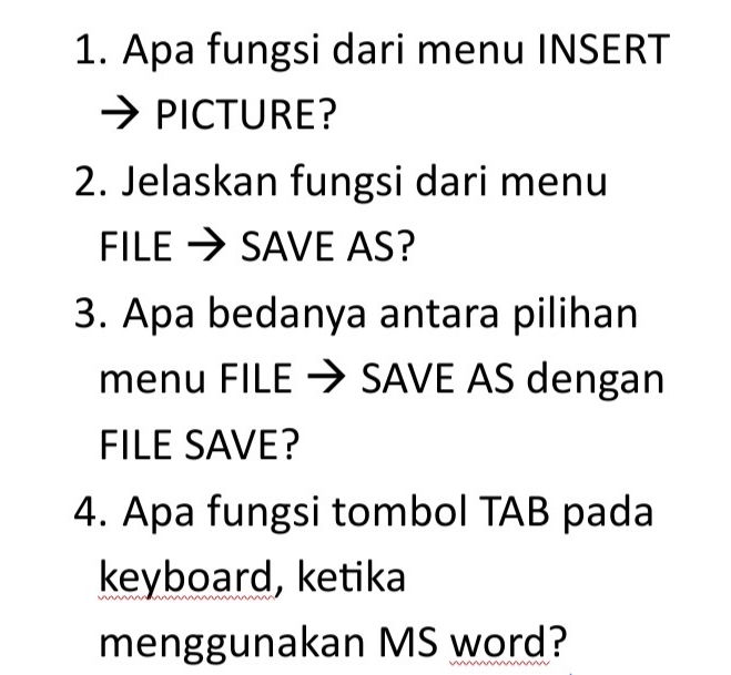 1. Apa fungsi dari menu INSERT → PICTURE? | StudyX