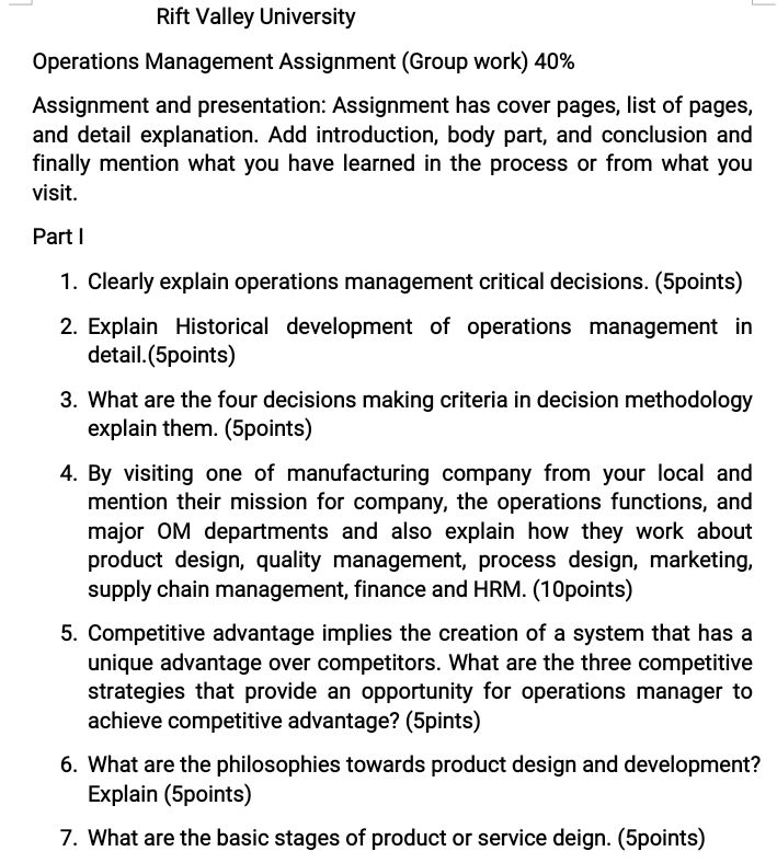 1. Clearly explain operations management | StudyX