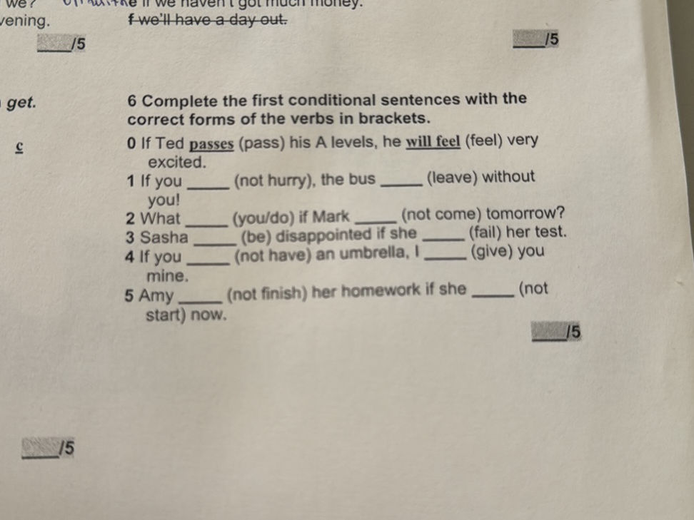 6 Complete the first conditional sentences | StudyX