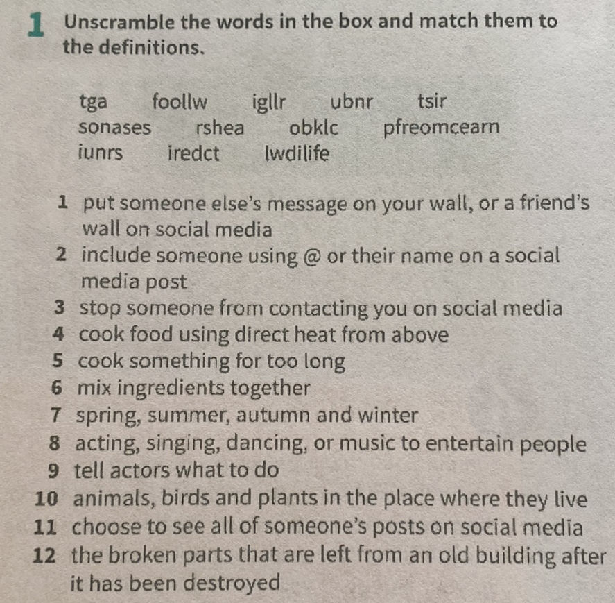 1 Unscramble the words in the box and match | StudyX