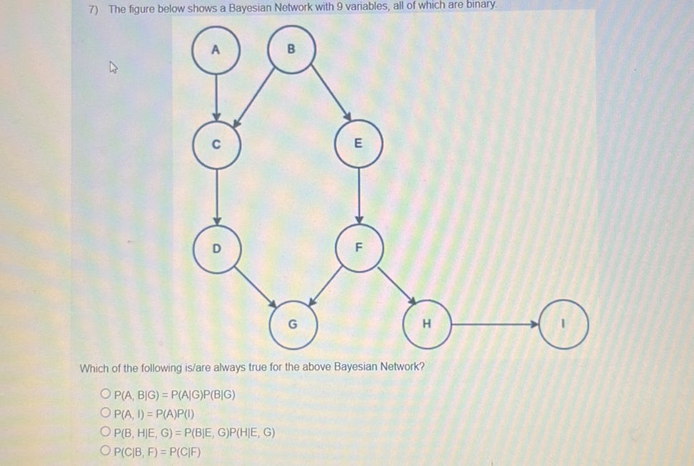 7) The figure below shows a Bayesian Network | StudyX