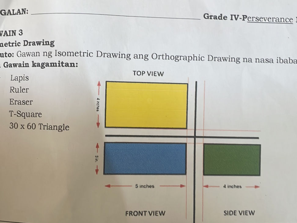 Gawan ng Isometric Drawing ang Orthographic | StudyX