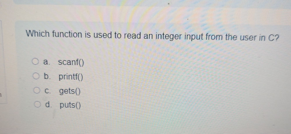 Which function is used to read an integer | StudyX