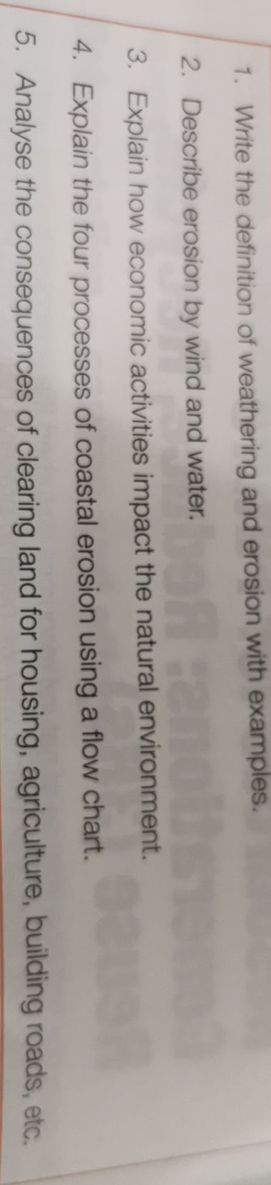 1. Write the definition of weathering and | StudyX