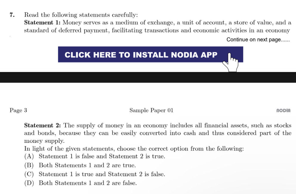 7. Read the following statements carefully: | StudyX