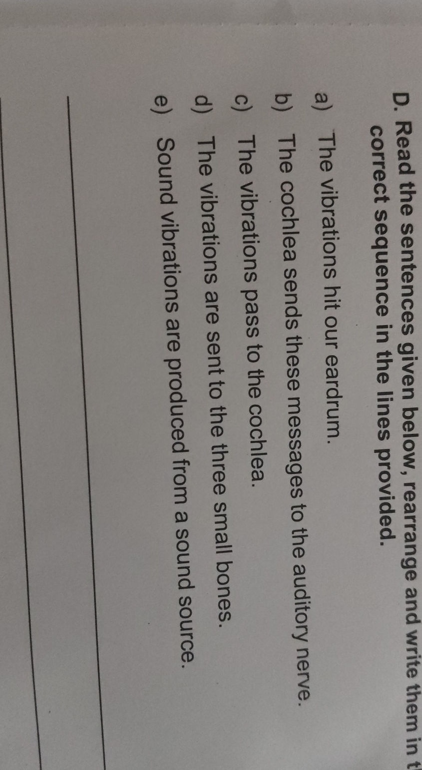 D. Read the sentences given below, rearrange | StudyX