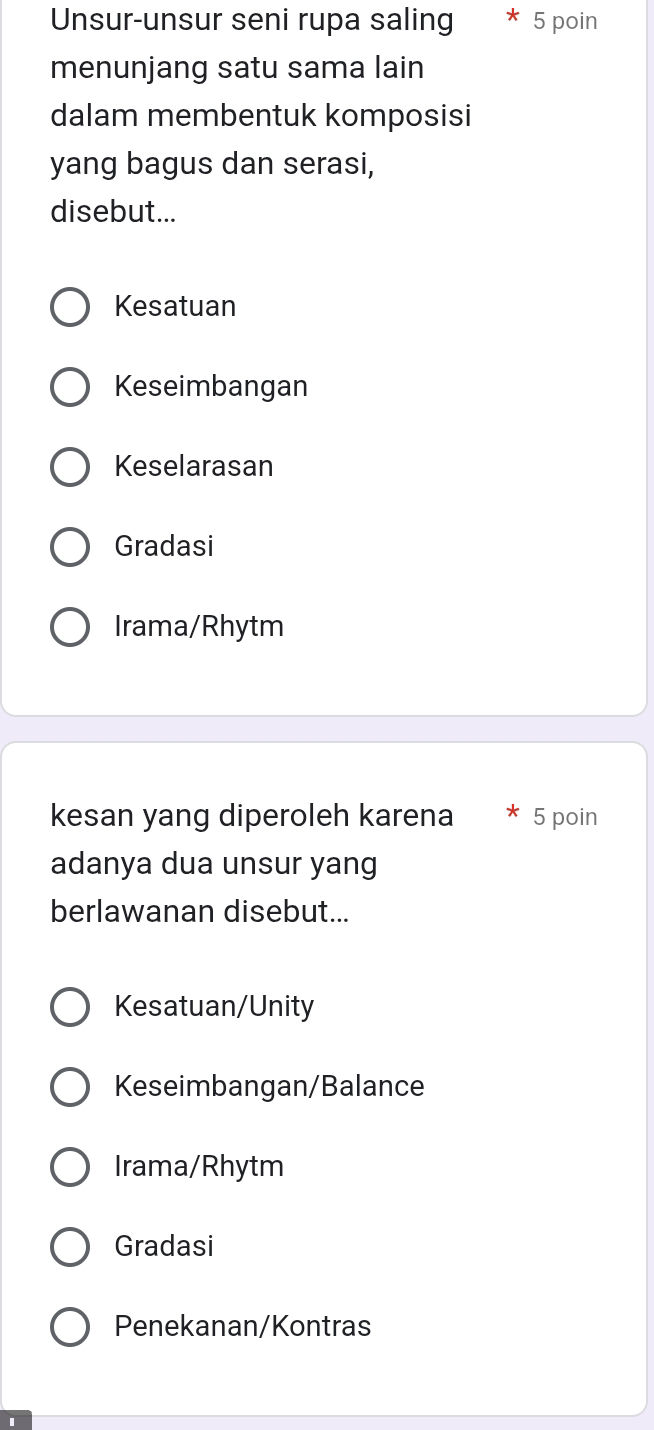 Unsur-unsur seni rupa saling menunjang satu | StudyX