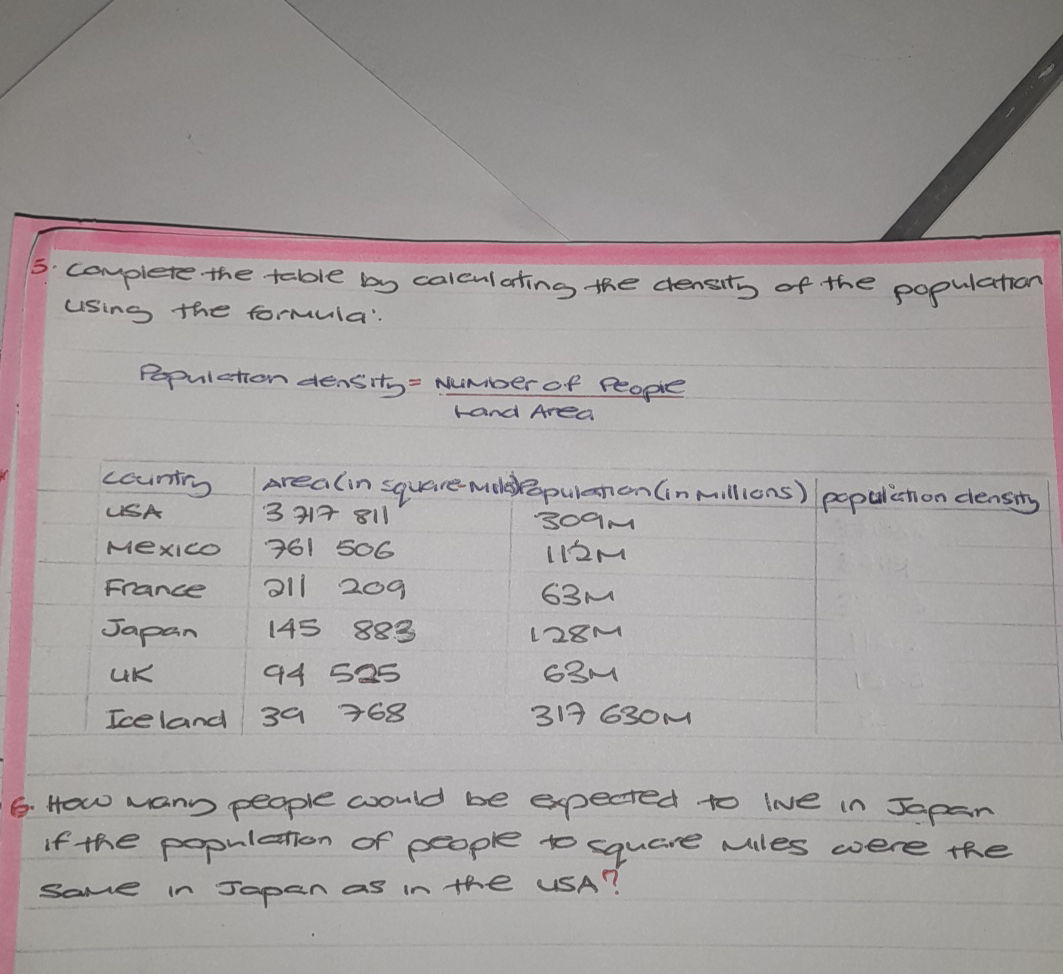 5. Complete the table by calculating the | StudyX