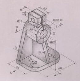 The image shows a 3D engineering drawing | StudyX