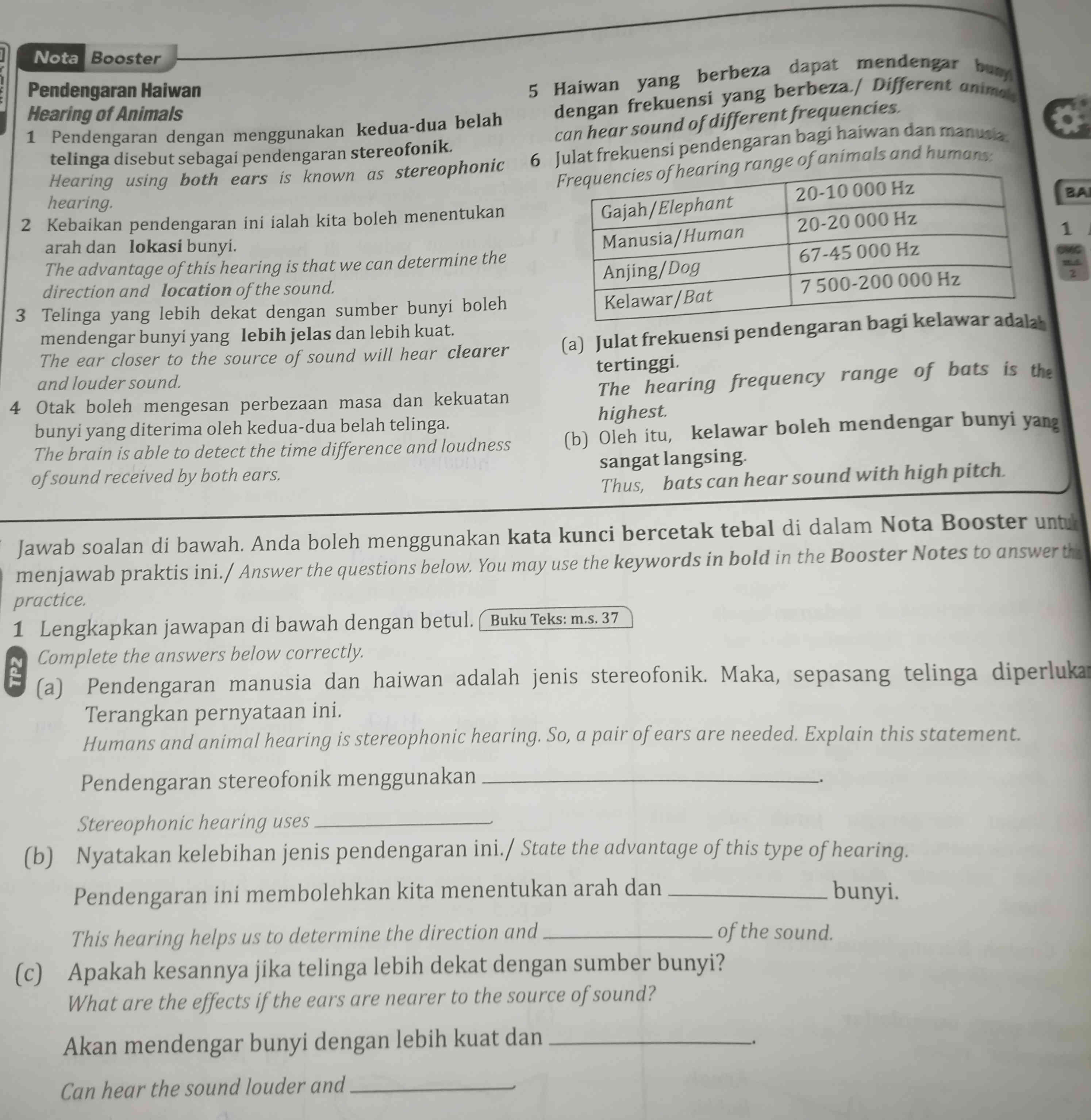 1 Lengkapkan jawapan di bawah dengan betul. | StudyX