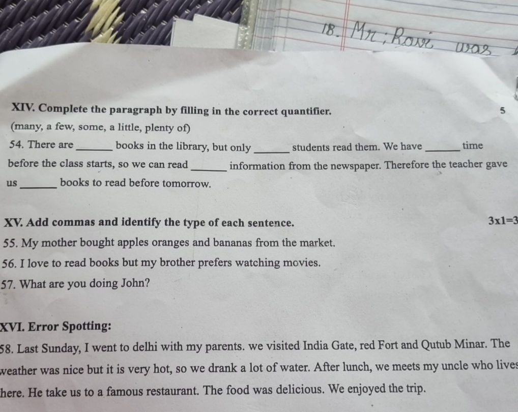 XIV. Complete the paragraph by filling in | StudyX