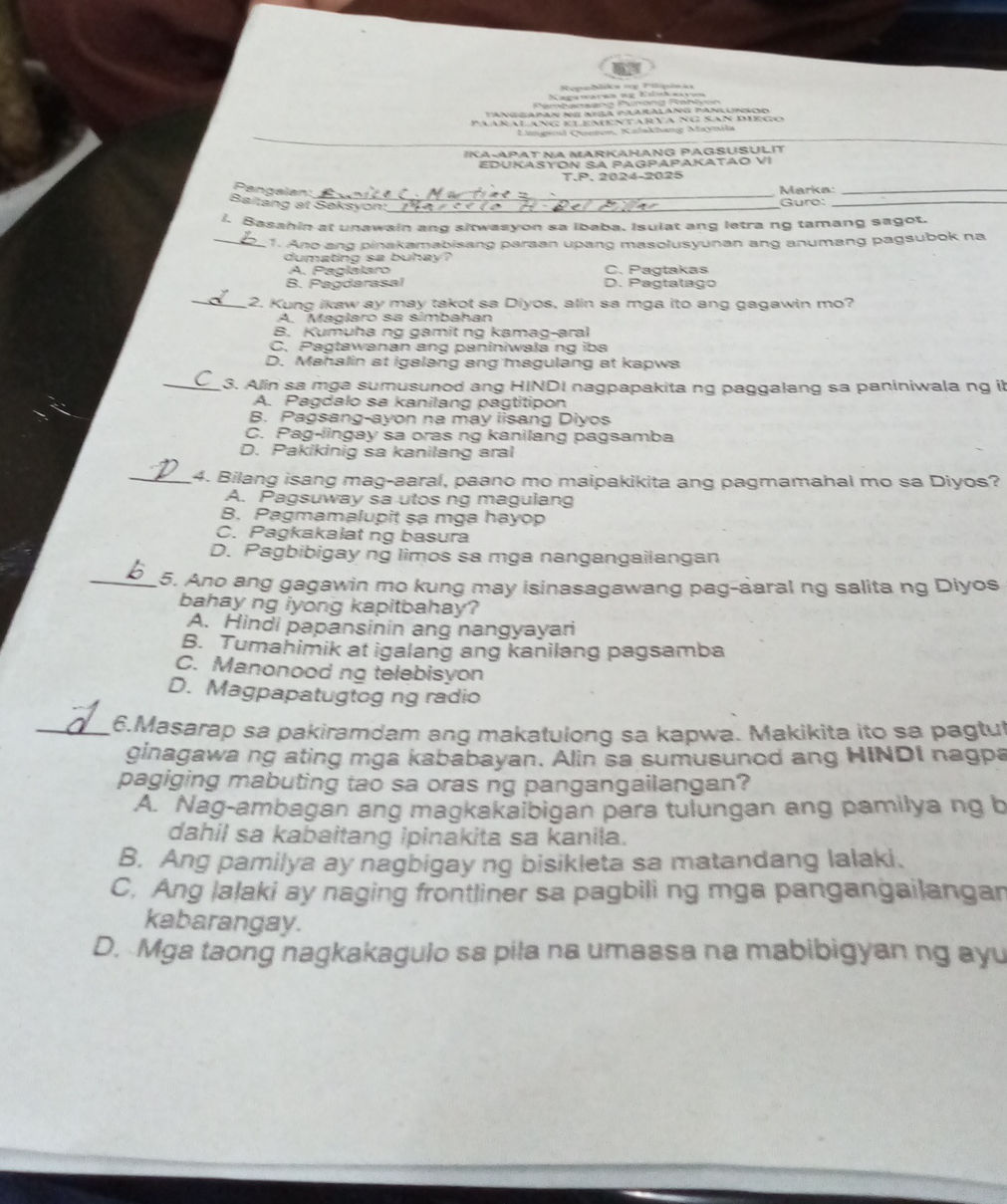 1. Basahin at unawain ang sitwasyon sa | StudyX