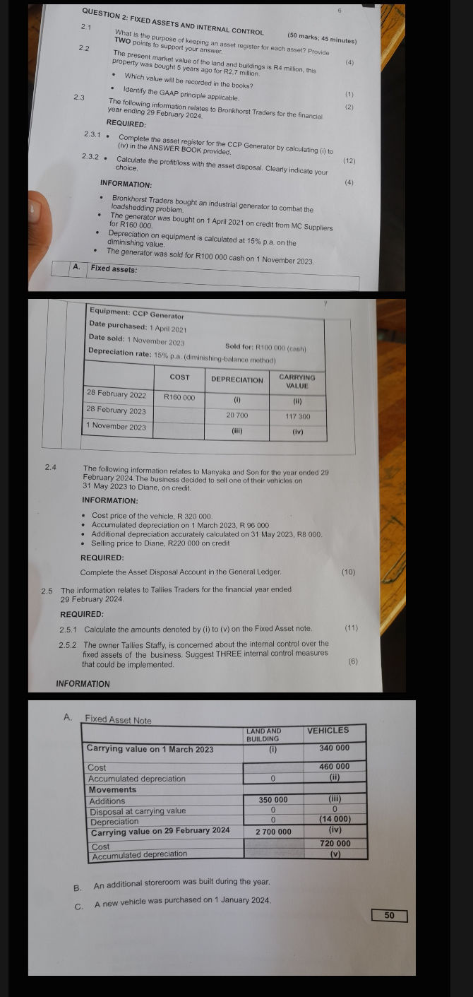 QUESTION 2: FIXED ASSETS AND INTERNAL | StudyX