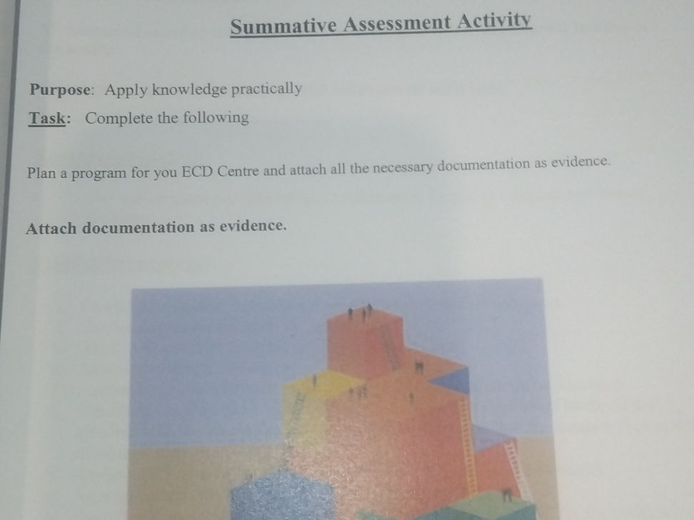 Plan a program for you ECD Centre and attach | StudyX