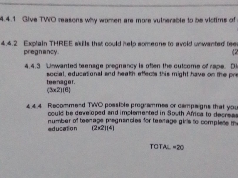4.4.1 Give TWO reasons why women are more | StudyX