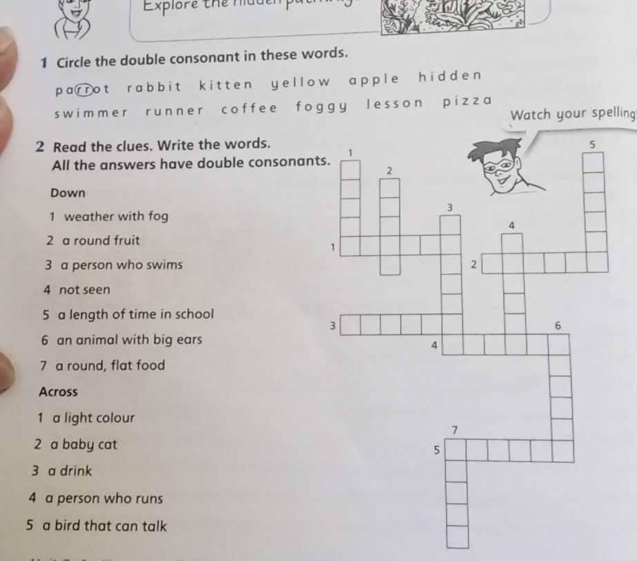 1 Circle the double consonant in these | StudyX