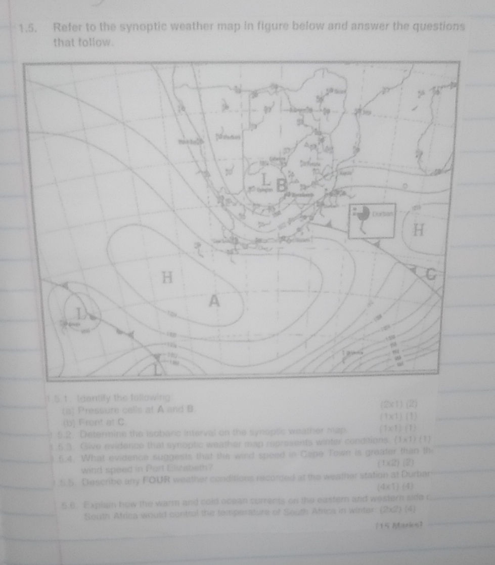 1.5. Refer to the synoptic weather map in | StudyX