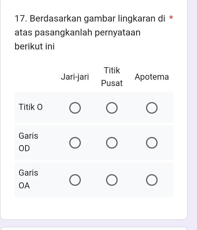 17. Berdasarkan gambar lingkaran di atas | StudyX