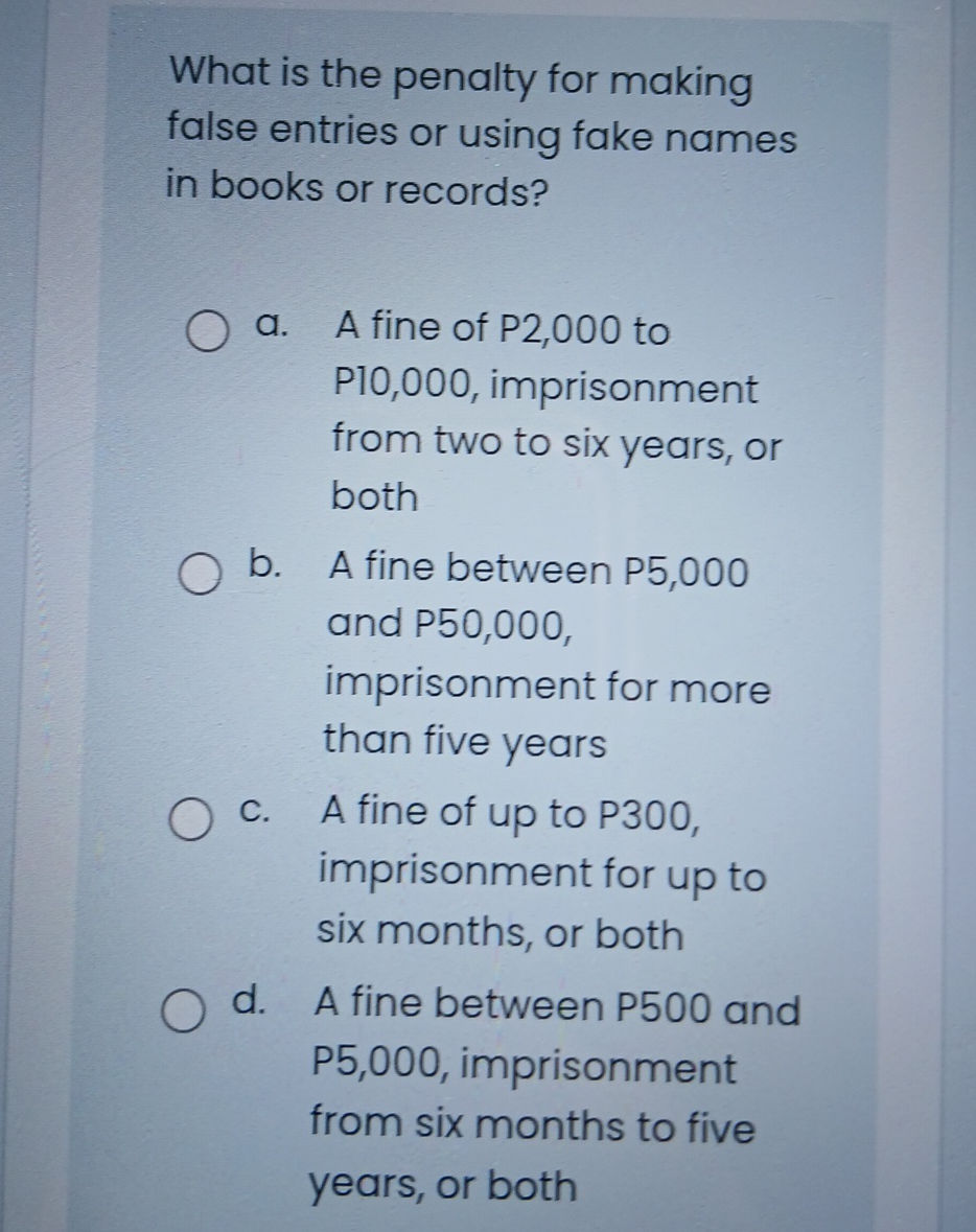 What is the penalty for making false entries | StudyX