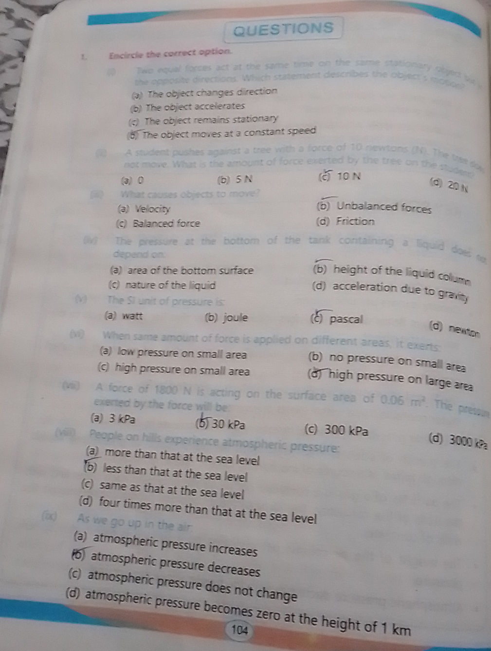 Encircle the correct option. Two equal | StudyX