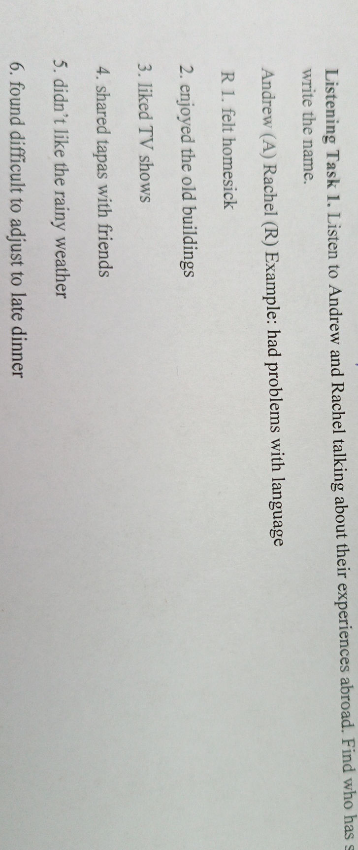 Listening Task 1. Listen to Andrew and | StudyX