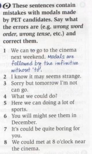 These sentences contain mistakes with modals | StudyX
