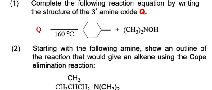 (1) Complete the following reaction equation | StudyX