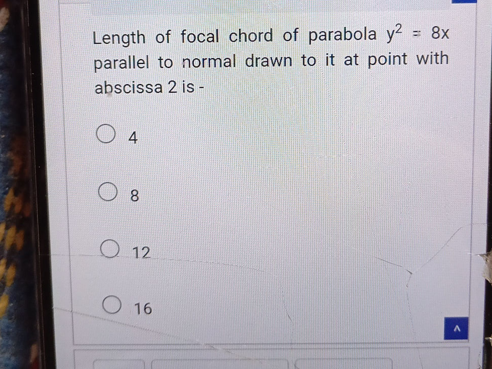 Length of focal chord of parabola $y^2 = 8x$ | StudyX
