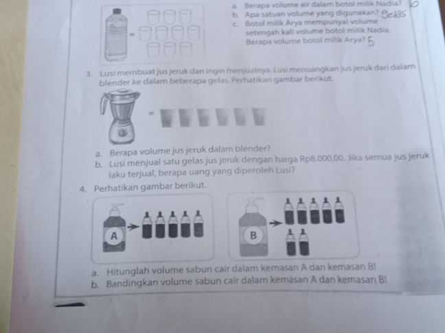 a. Berapa volume air dalam botol milik | StudyX