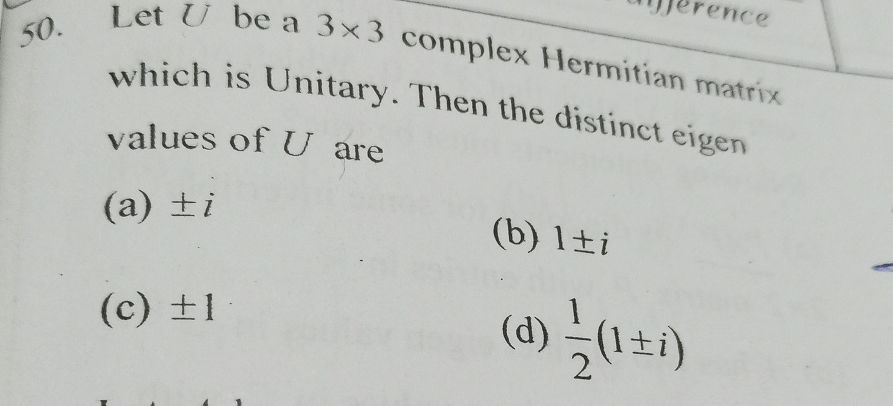 Let $U$ be a $3 3$ complex Hermitian | StudyX