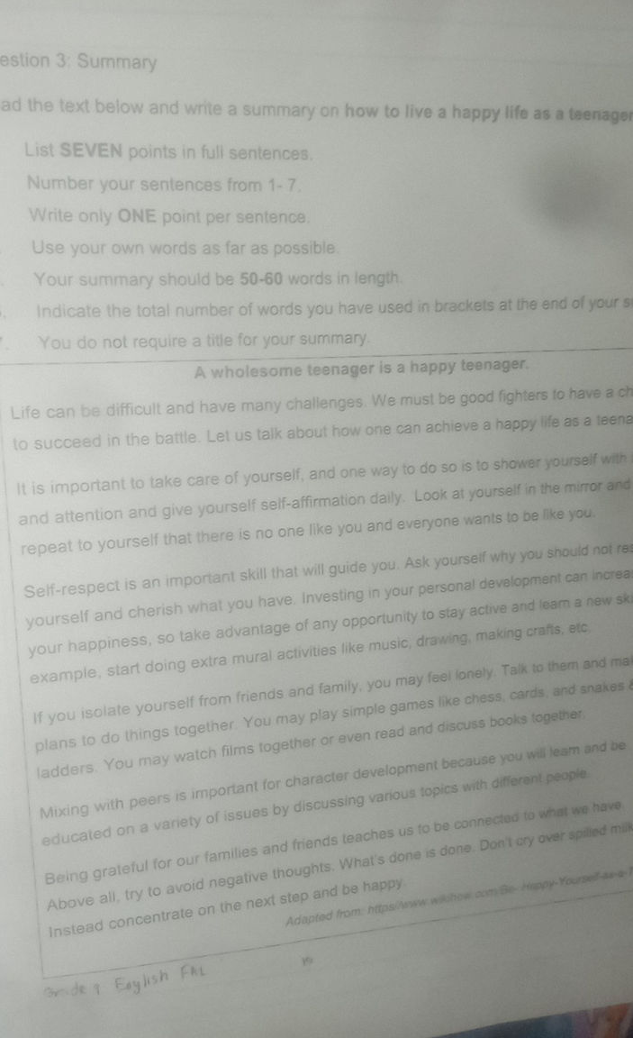 Question 3: Summary Read the text below and | StudyX