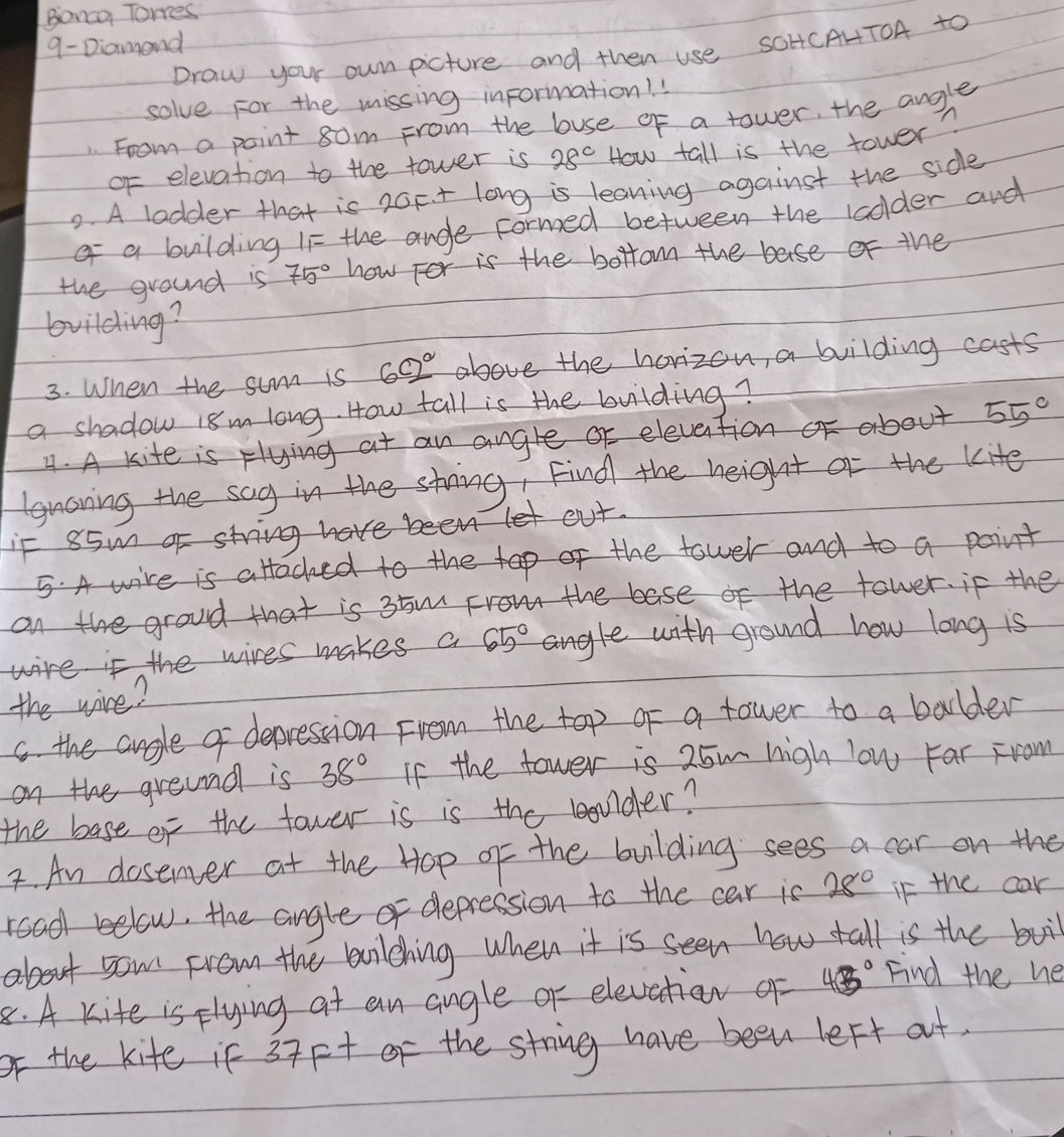 1. From a point 80m from the base of a | StudyX