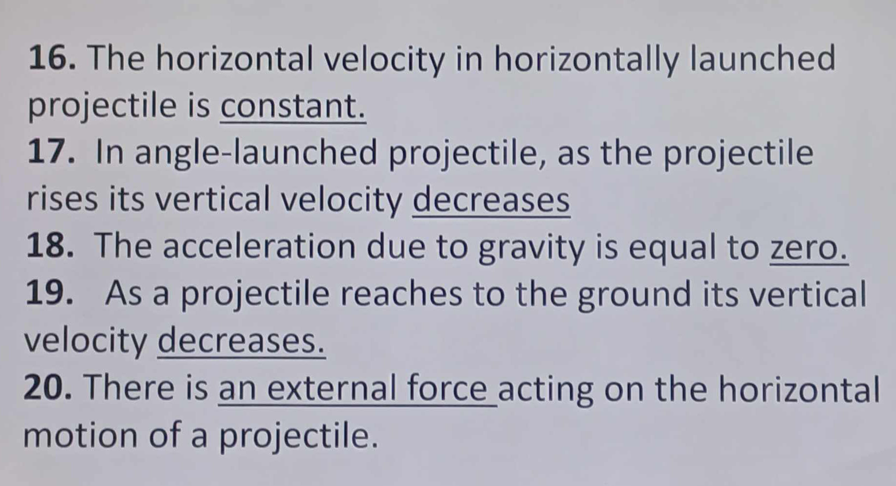 16. The horizontal velocity in horizontally | StudyX