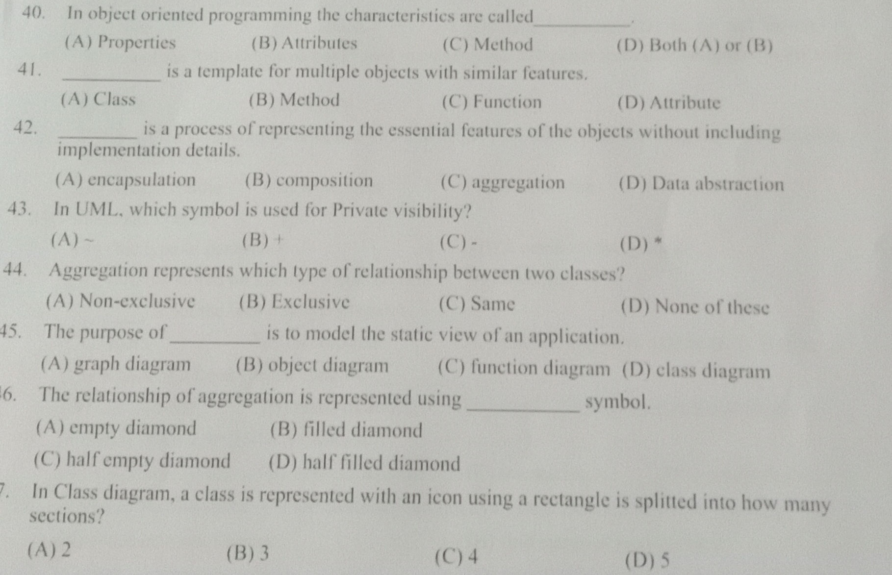 40. In object oriented programming the | StudyX