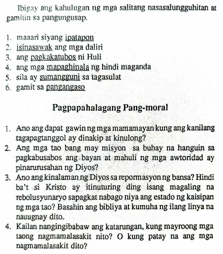 Ibigay ang kahulugan ng mga salitang | StudyX