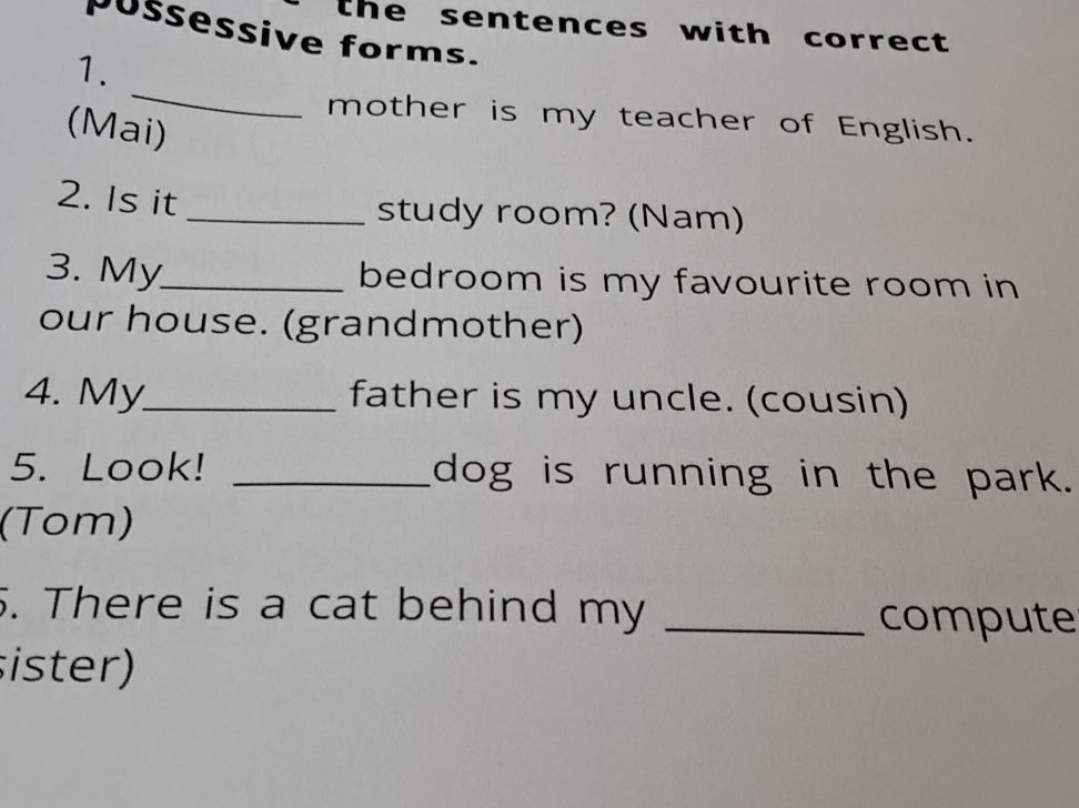 the sentences with correct possessive forms. | StudyX