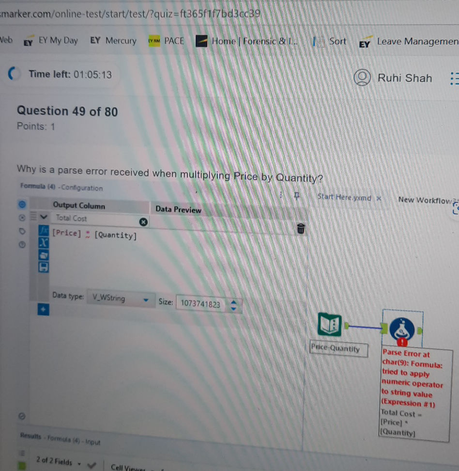 Why is a parse error received when | StudyX
