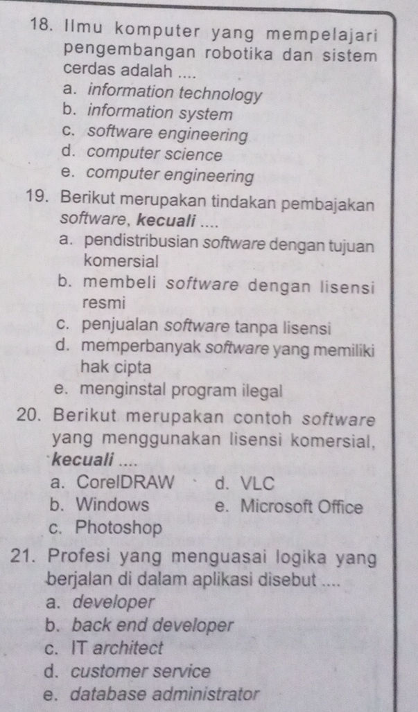 18. Ilmu komputer yang mempelajari | StudyX