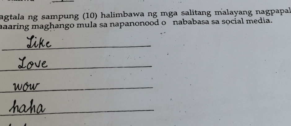 agtala ng sampung (10) halimbawa ng mga | StudyX