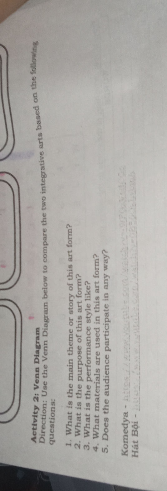 Activity 2: Venn Diagram Direction: Use the | StudyX