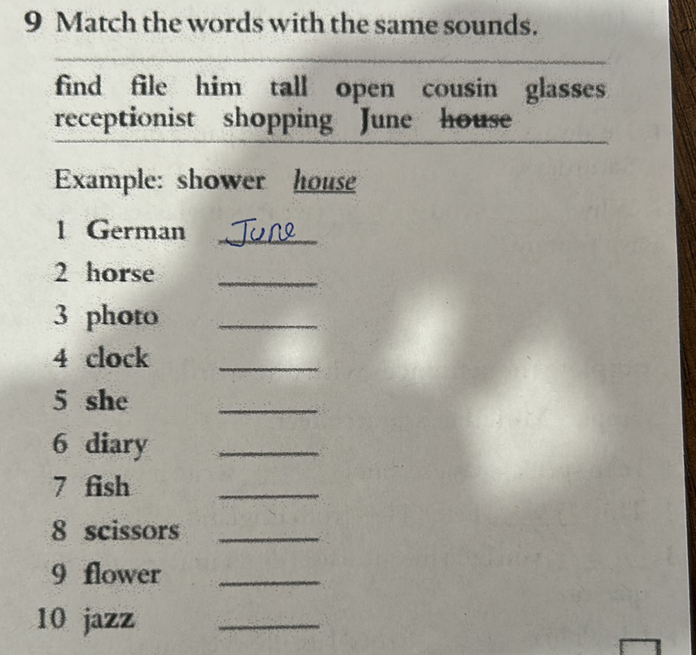 9 Match the words with the same sounds. | StudyX