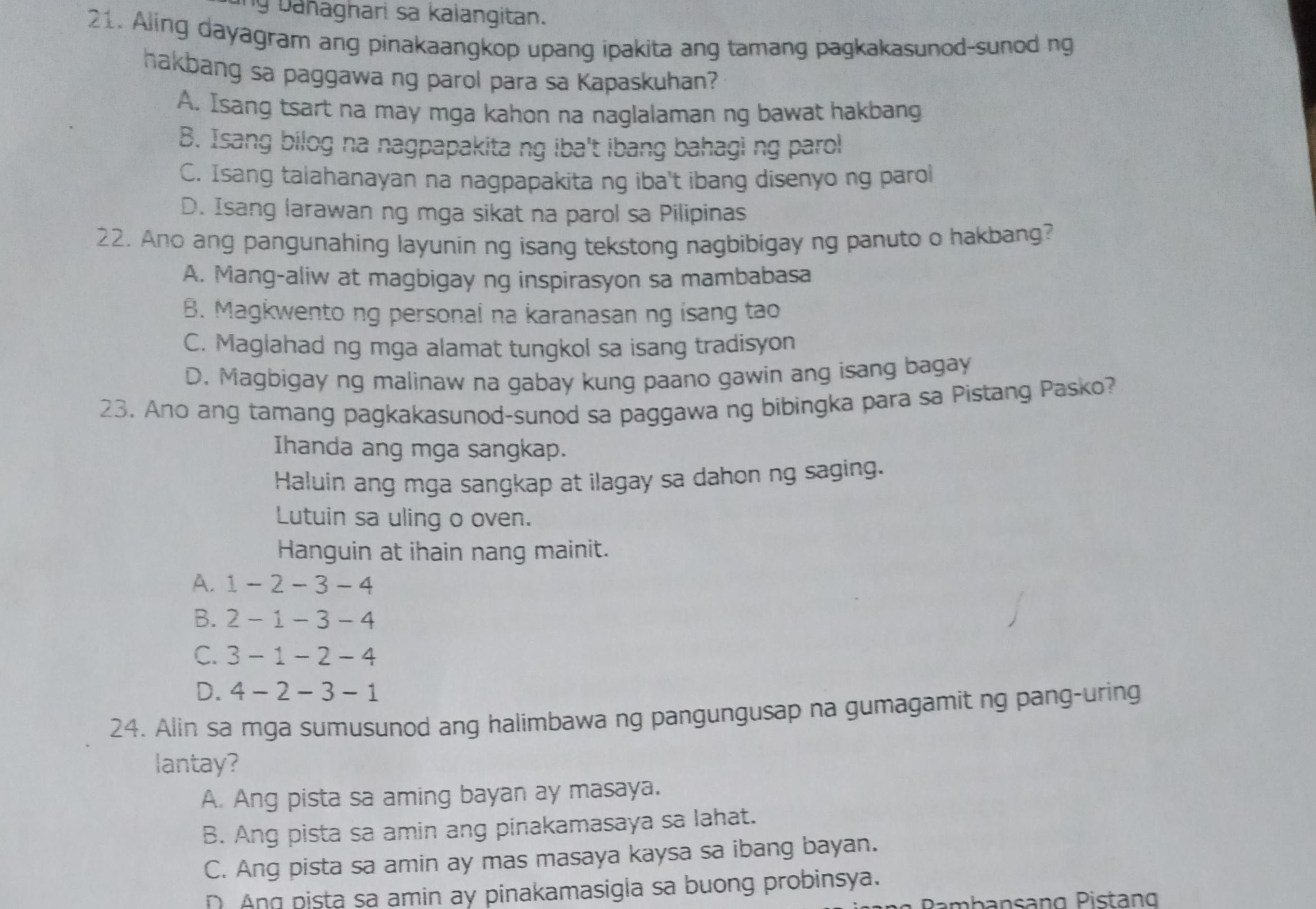 21. Aling dayagram ang pinakaangkop upang | StudyX