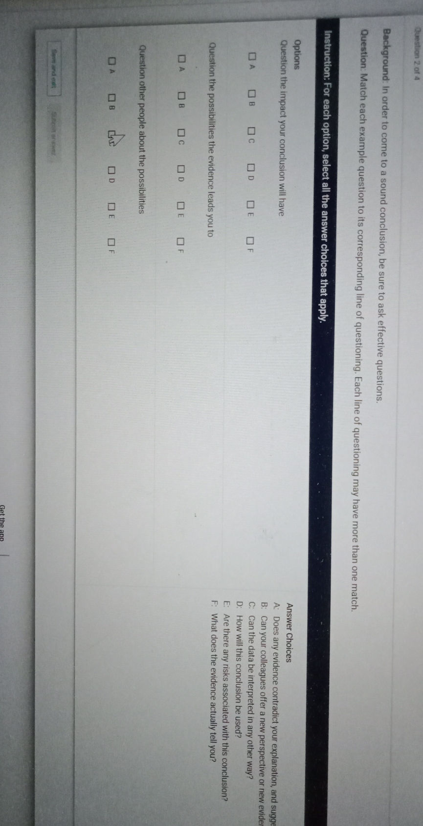 Question: Match each example question to its | StudyX