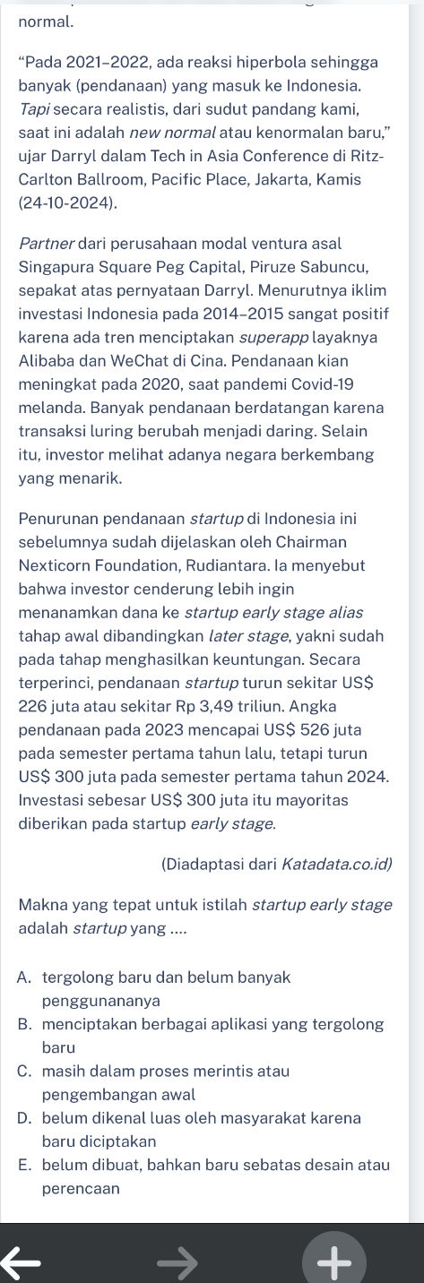 Makna yang tepat untuk istilah *startup | StudyX