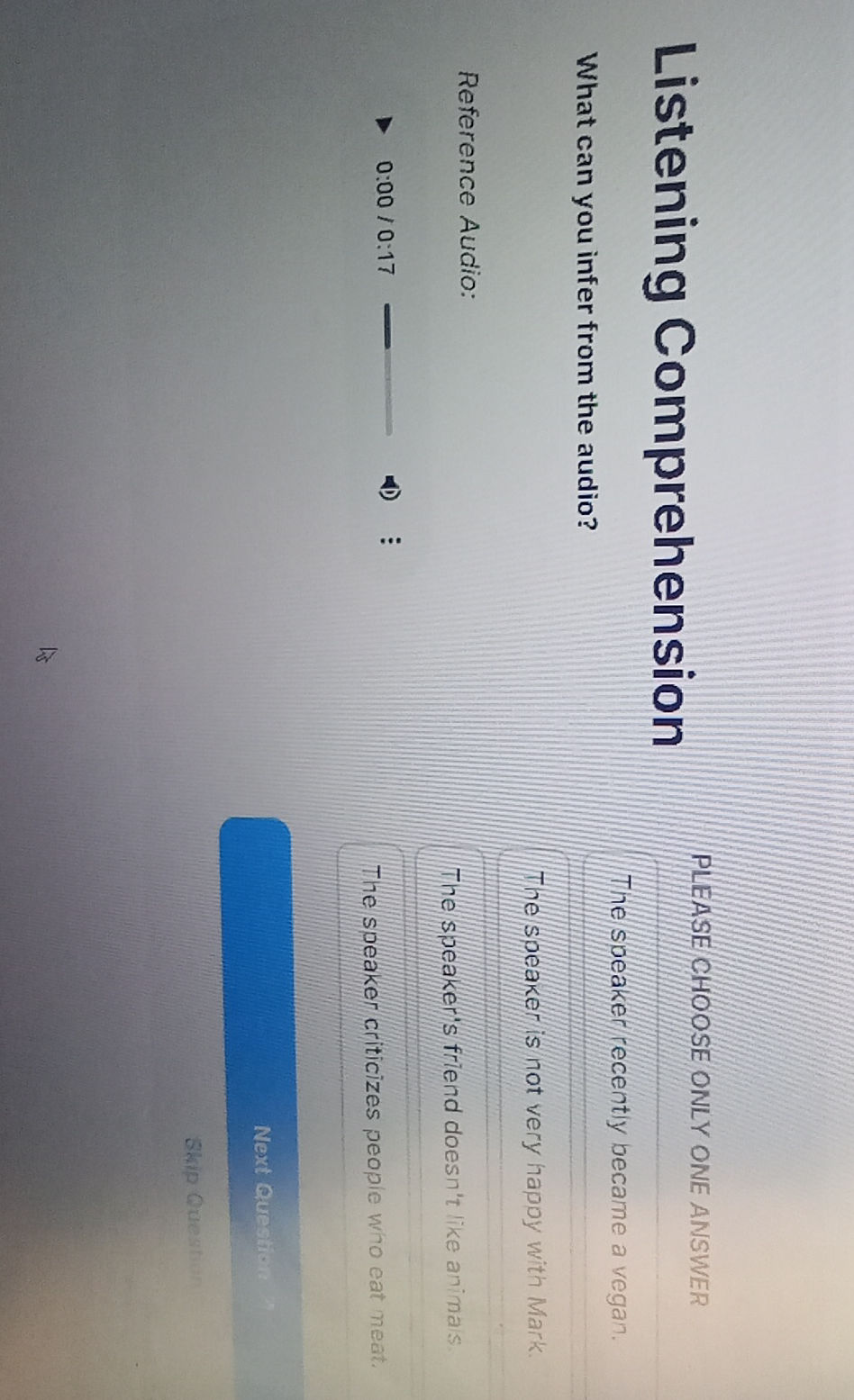 Listening Comprehension What can you infer | StudyX