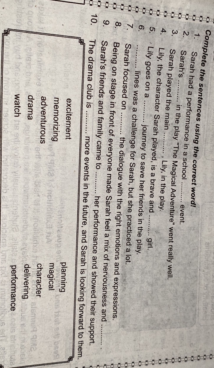 Complete the sentences using the correct | StudyX