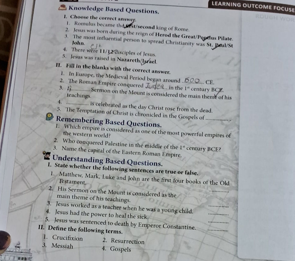 Knowledge Based Questions. 1. Choose the | StudyX