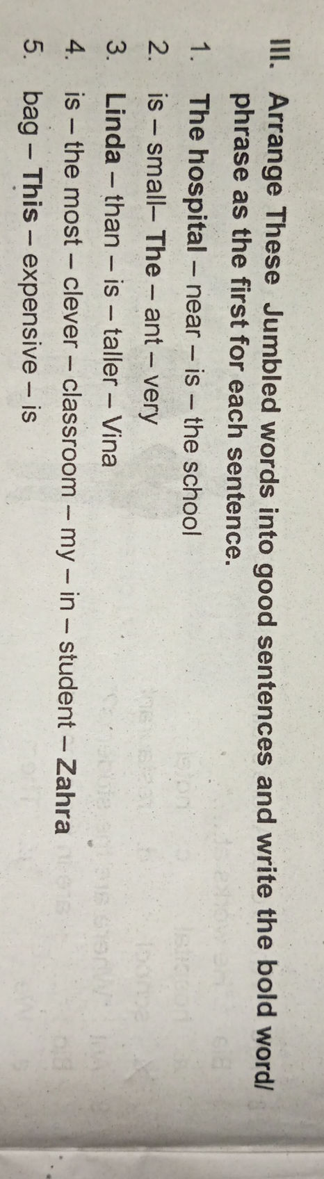 III. Arrange These Jumbled words into good | StudyX